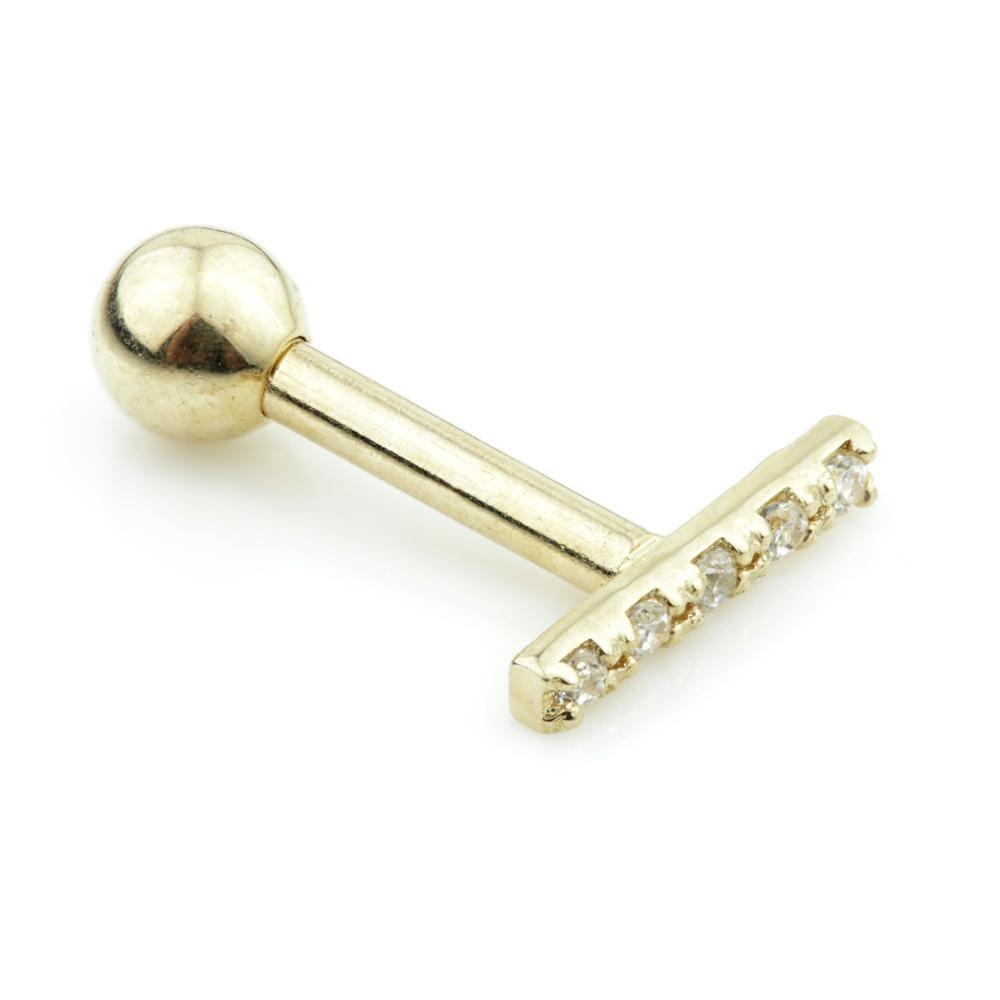 9ct Gold Tiny Multi Gem Bar Cartilage Bar - Default Title - ZuZu Jewellery